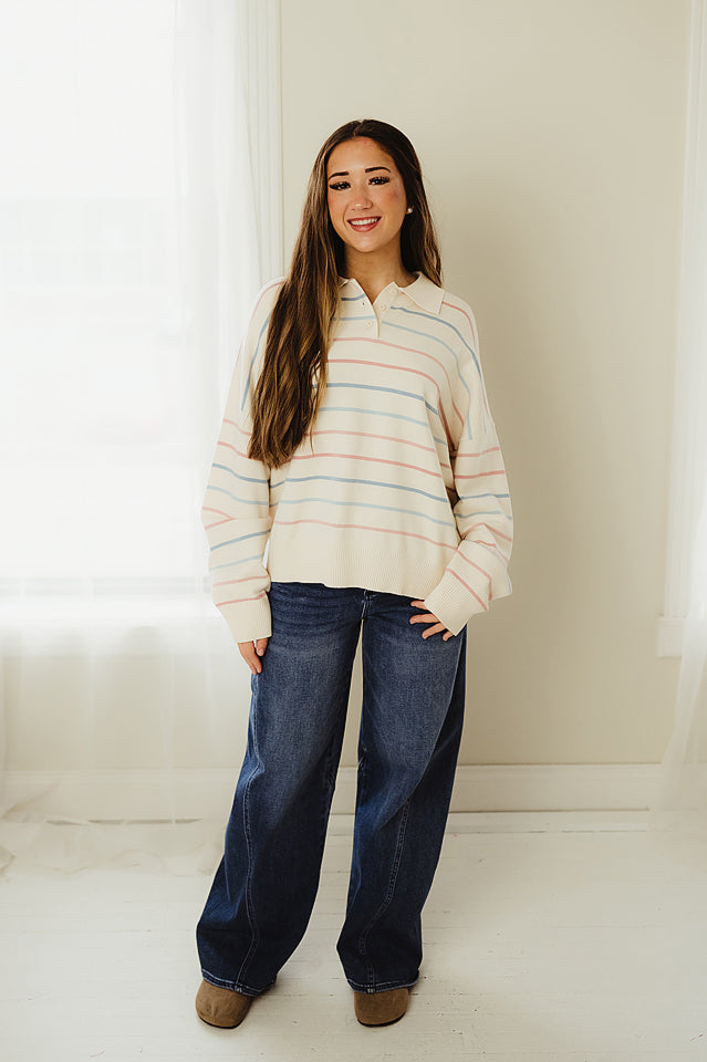 Striped Preppy Sweater – Ella Mae's Boutique
